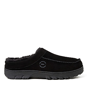 Dearfoams Men's Reed Suede Clog Slipper, Black, 11