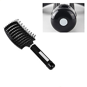 AISIBO Curved Vented Styling Hair Brush, 2PCS Anti Frizz Hair Detangling Brush, for Wet Hair or Dry Hair, Black, Pink