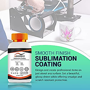 NGOODIEZ Sublimation Coating for Mugs, Ceramic Mugs, Metal Mug, Wood, Glass, Phone Case, Leather, Tumbler - Sublimation Supplies with High Gloss Finish, Waterproof and Super Adhesive - 250ml