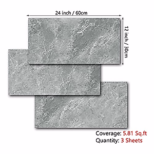 Decotalk Peel and Stick Grey 12"x24" Vinyl Plank Flooring, 3pcs per Roll, Waterproof, Easy to Install