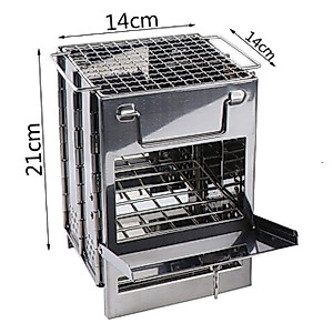 Portable Camping Stove & Grill - Foldable Alcohol/Charcoal/Twig Wood Campfire (Small)