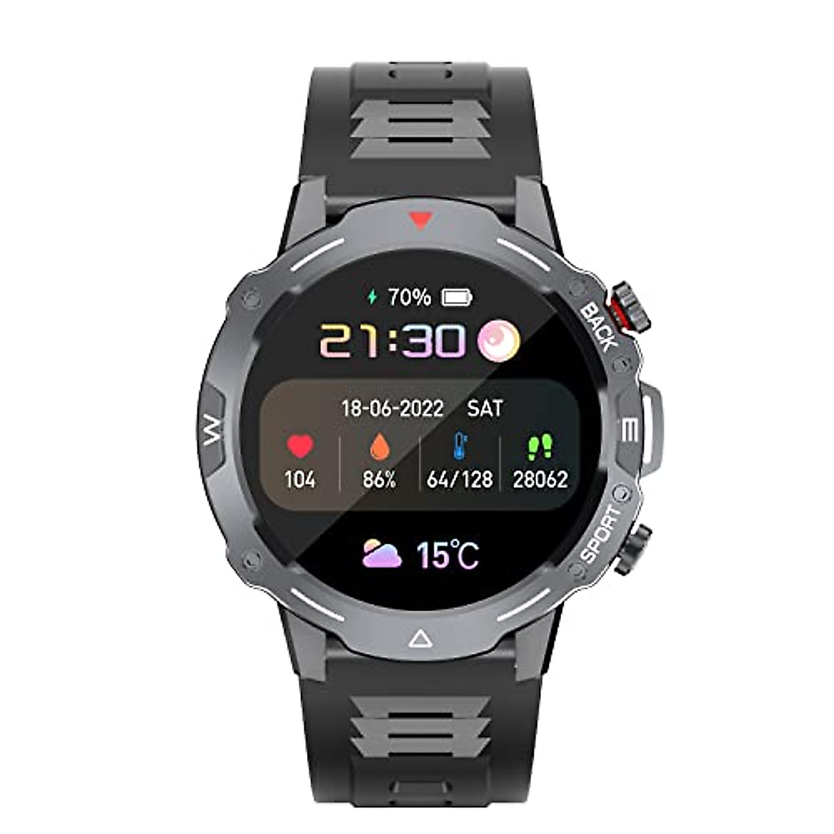 Tinwoo Smart Watch for Men Women with Heart Rate/Blood Oxygen/Sleep/Pedometer Monitor for iOS and Android Phones, 1.39" IP67 Waterproof Fitness Tracker Smartwatches 123 Sport Modes (Black)