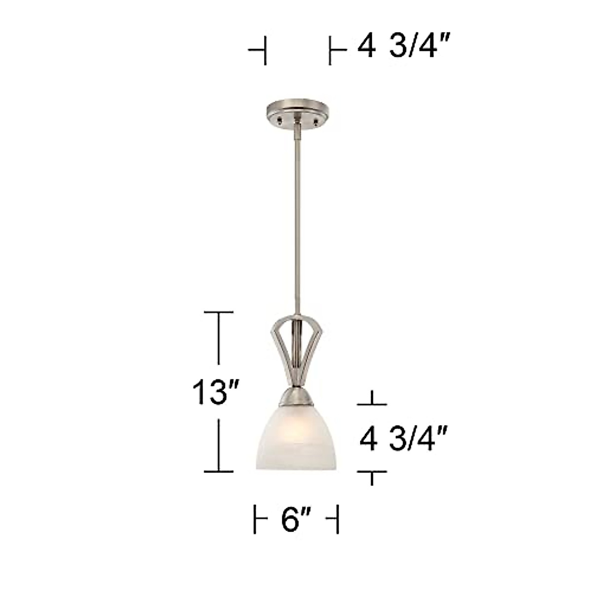 Possini Euro Design Milbury Satin Nickel Silver Mini Pendant Light 6" Wide Modern White Alabaster Glass Shade Fixture for Dining Room House Entryway Bedroom Kitchen Island Hallway High Ceilings