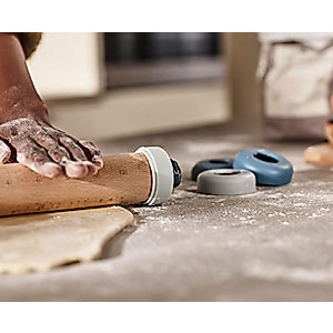 Joseph Joseph PrecisionPin Baking Adjustable Rolling Pin - Consistent and Even Dough Thickness for Perfect Baking Results, Sky