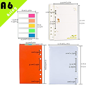 Rancco A6 Planner Inserts Weekly Planner Refills, 90 Pages Colorful 6-Ring Loose-leaf Paper Binder Inserts w/Divider, PVC Pouch, Ruler, Index Tab for Journal, Filofax, Double-sided, Undated, 6.9x3.7"