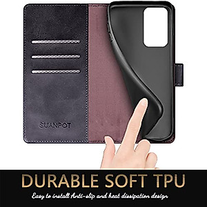 SUANPOT for Samsung Galaxy A03S Wallet case 【RFID Blocking】 Credit Card Holder, Flip Folio Book PU Leather Phone case Shockproof Cover Women Men for Samsung A03S case (Black)