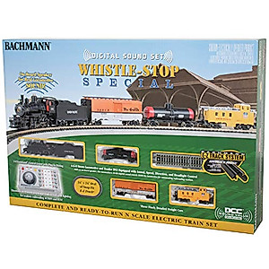 Bachmann Trains - Whistle-Stop Special DCC Sound Value Ready to Run Electric Train Set - N Scale , Black