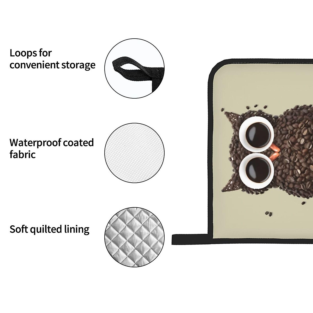 Jatcre Cute Owl Oven Mitts and Pot Holders Sets Coffee Printed Oven Gloves and Hot Pads Heat Resistant Potholder Gloves Oven Mitt 4 Piece Set for Kitchen Cooking Baking Grilling