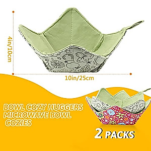 Mepple Microwave Bowl Cozy, Hot Soup Bowl Holders, Multipurpose Potholders for Hot & Cold Foods, Bowl-shaped Containers, Essential Kitchen Utensils Gadgets, Set of 2, Red and Green