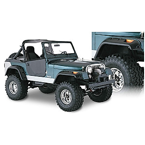 Bushwacker Jeep Cutout Pocket/Rivet Style Front & Rear Fender Flares | 4-Piece Set, Black, Textured Finish | 10910-07 | Fits 1956-1986 Jeep CJ5, CJ5A, CJ6, CJ6A, CJ7, Willys