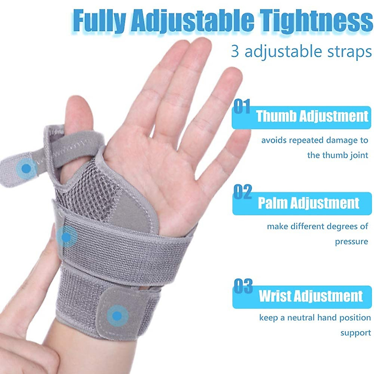 Adjustable Wrist Support Brace Thumb Splint Stabilizer Hand Support Ligament Injury Arm Protection Strap Corrector (Common to left and right)