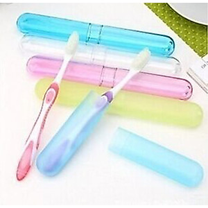 4 Pieces Portable Plastic Toothbrush Case Container Storage for Travel