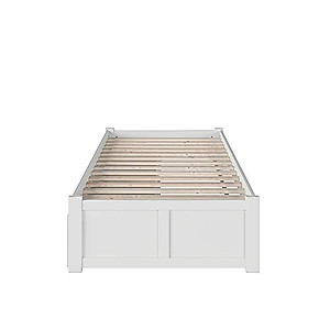AFI Concord Twin XL Size Platform Bed with Footboard & Storage Drawers in White