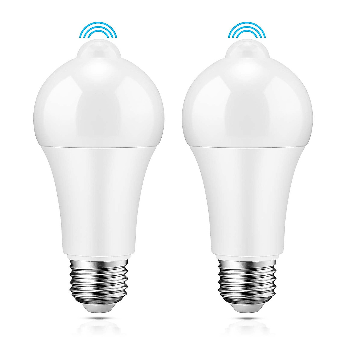 ONEVER Motion Sensor Light Bulbs - 12W (100W Equivalent) PIR Motion Activated Dusk to Dawn Light Bulb Auto on/Off E26 6000K Cool White Indoor Outdoor Security Bulb for Front Door Garage Hallway 2 Pack