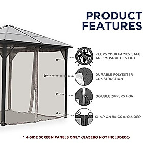 Garden lucky Replacement Gazebo Mosquito Netting 4 Panels for Patio Garden Backyard (10'x10', Beige, Only Netting)