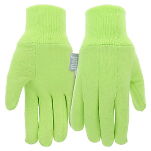 MUD Basic Jersey Cotton Youth Helper Gloves, Extreme Comfort, Elastic Knit Wrist, Hand Protection, Ages 9-12 Yrs., Green (MD60001K-K) (MD60001K-Y)