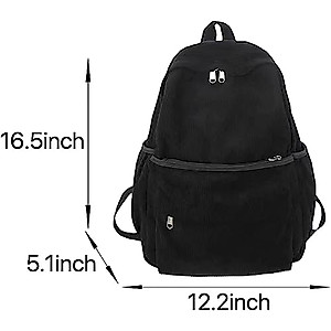KAOBIO Preppy Corduroy Backpack Large Aesthetic Backpack Fit 15.6 inch Laptop College Backpack Cute Book Bag Casual Daypack (Green,One Size)
