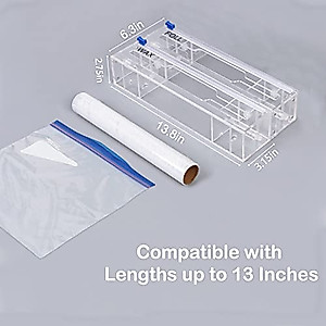 LAMPTOP Foil and Plastic Wrap Organizer, 2 in 1 Plastic Wrap Dispenser With Cutter, Aluminum Foil Organization and Storage, Tin Foil Organizer for Drawer, Compatible with 13" Roll (Upgrade)
