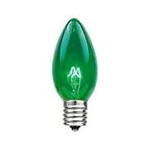 Novelty Lights Incandescent Christmas Replacement Bulbs - Indoor/Outdoor Individual Bulbs for Christmas Tree, Display, & More - C9/E17 Intermediate Base, 7 Watt Lights (Green, 25 Pack)