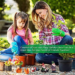 Miniature Garden Figurines Set Cute Drunk Dwarf Garden Gnomes Kit Fairy Resin Statues Decorations with 2 Squirrels