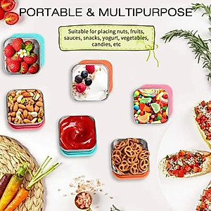 Stainless Steel Snack Containers for Kids,2.03oz/60ml Reusable Snack Container,Metal Food Storage Containers with Lid Snack Cups for Toddlers,for Lunch Boxes, Picnics and Travel and Kitchen Storage