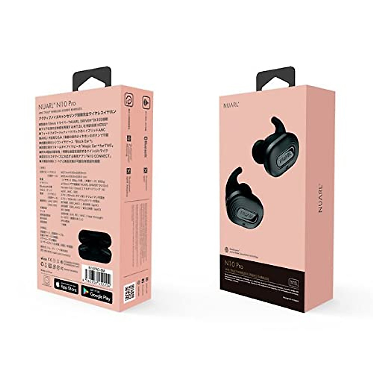 NUARL N10 Pro Active Noise Canceling ANC Truly Wireless Stereo Earphones Earbuds Bluetooth5 7hr Playback aptX AAC with HDSS IPX4 N10PRO-BM(Black Metallic)