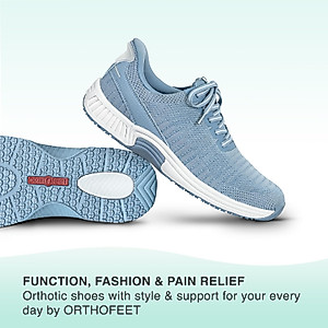 Orthofeet Women's Orthopedic Blue Knit Kita Hands-Free Sneakers, Size 11