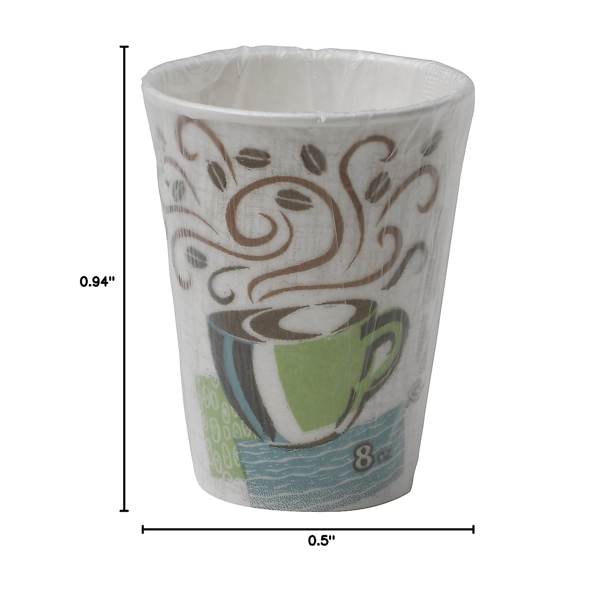 Dixie PerfecTouch, 5338CDWR, Coffee Haze, 8 oz., Individually Wrapped Insulated Paper Hot Cup by GP PRO (Georgia-Pacific) (Case of 1,000 Cups), Coffee Haze Design