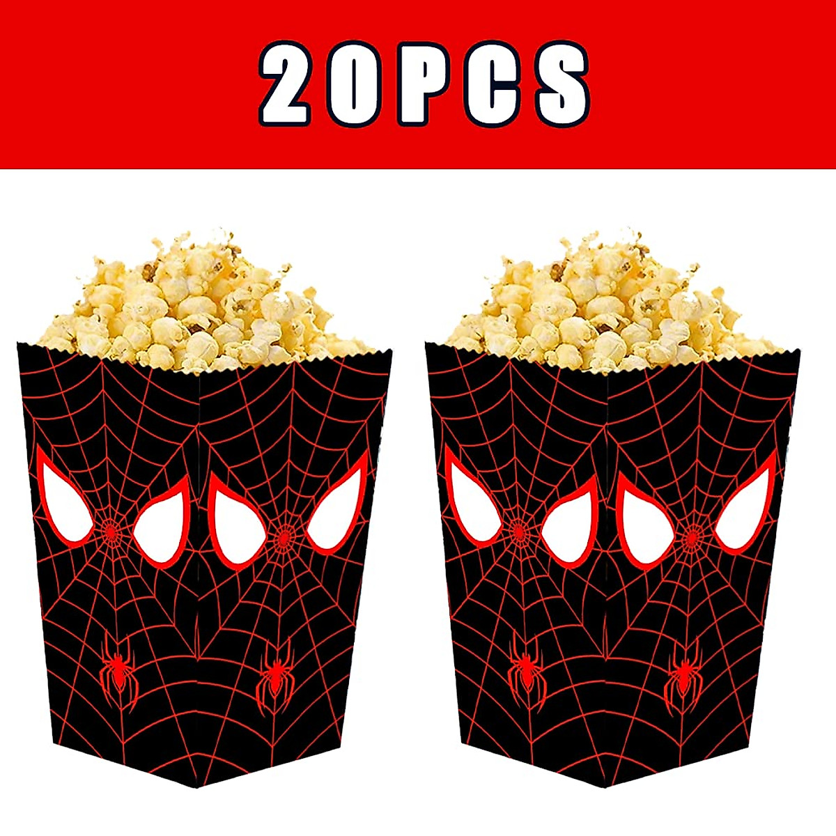 20PCS Spidey Party Favor Miles Morales Popcorn Boxes Spiderman Goodie Boxes for Spidey And His Amazing Friends Party Supplies