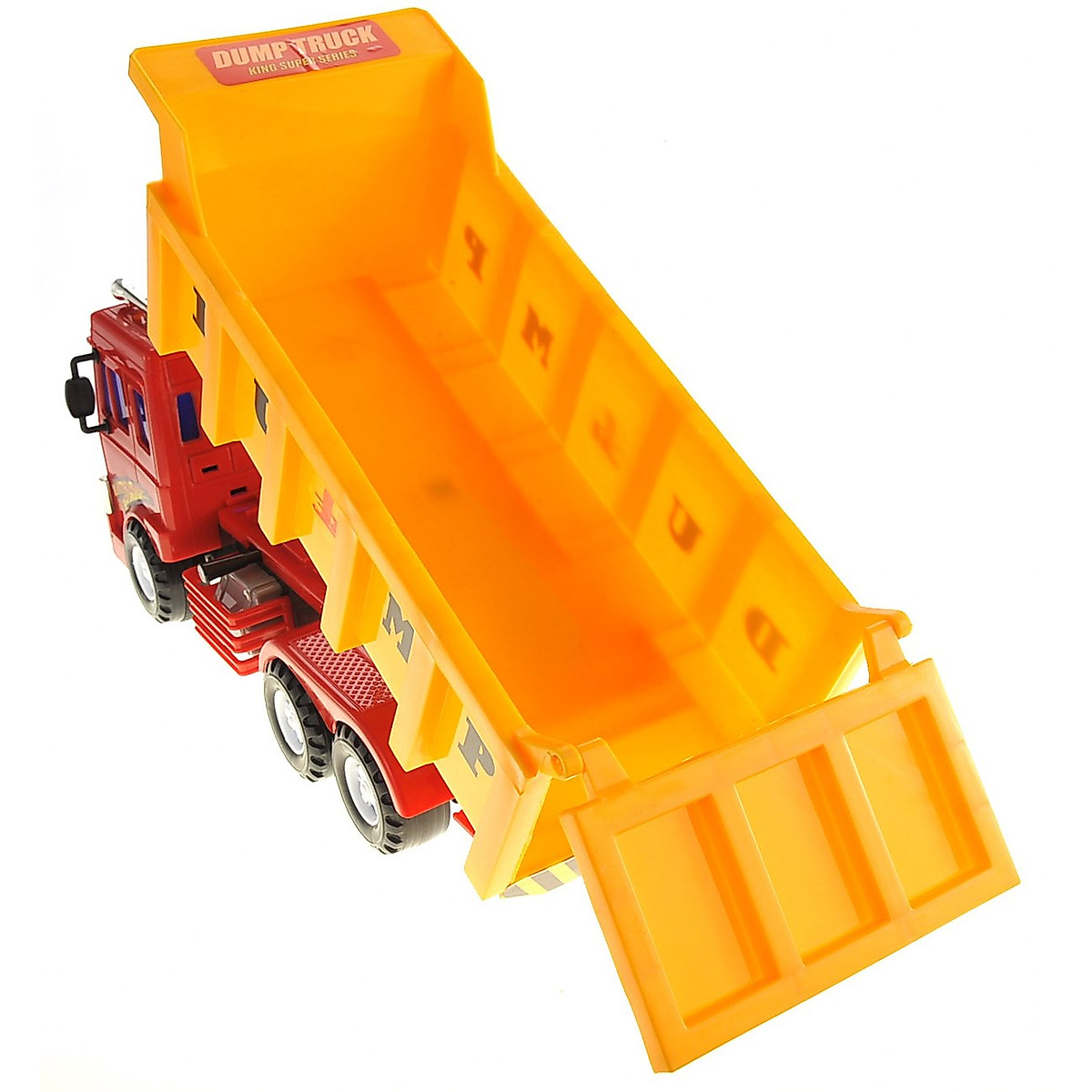 PowerTRC 15" Push & Go Dump Truck Toy | Realistic Friction Powered Dump Construction Truck for Kids Ages 3 Up