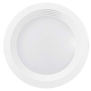 6" LED Integrated Ridged Baffle Round Trim Recessed Lighting Kit 4-Pack, 11 Watts, Energy Star, CEC Title 24 Compliant, IC Rated, Dimmable, White, 6.25" Hole Size,91341