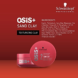 OSiS+ Sand Clay – Gritty Texturizing Clay with a Rough Semi-Matte Finish – Pliable, Moldable Styling Paste with Kaolin for Rugged Looks with a Natural Dry Feel, 2.87 oz