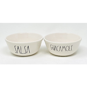 Rae Dunn GUACAMOLE + SALSA Bowl set of 2 Ceramic - 5 in