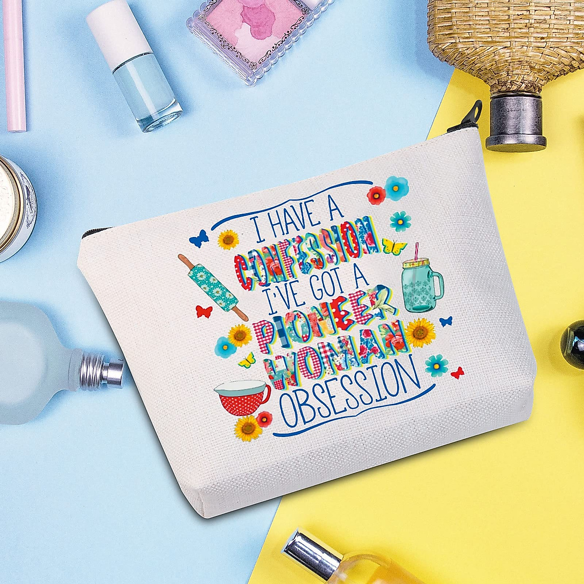 WZMPA Pioneer Woman Cosmetic Makeup Bag Cooking Lovers Gift I Have A Confession I've Got A Pioneer Woman Obsession Zipper Pouch Bag For Women Girls (Have A Confession)