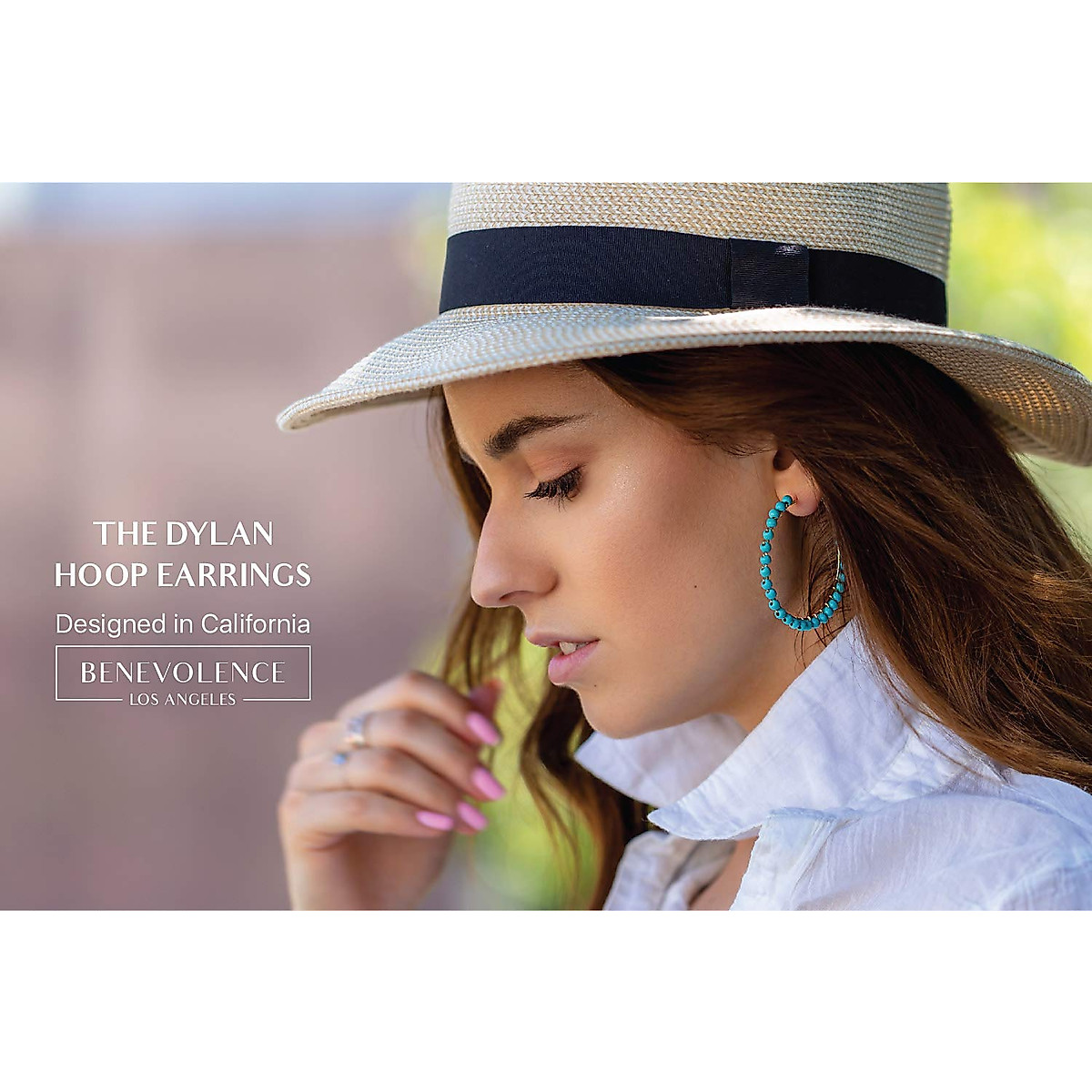 Beaded Hoop Earring - Natural Stone Hoop Earrings for Women Medium Hoop Earrings Gold Hoop Earrings for Women Gold Hoops Earrings for Women