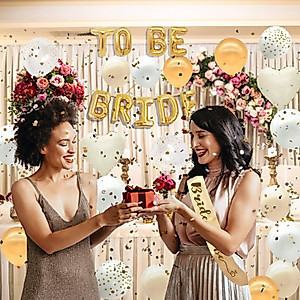 Generic Bride to be Decorations for Bridal Shower Bachelorette Party Pearly White Champagne Gold Includes Balloons Sash Cake Topper Photo Props Tablecloths and More
