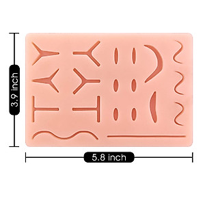 Medarchitect Upgraded Suture Practice Pad Reusable Silicone Medical Training Skin Model with 19 Pre-Cut Wounds for Medical Practice Suturing Medical Student Training Education Course