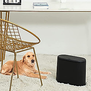Cq acrylic 12 Liter Rectangular Plastic Trash Can Wastebasket with Press Type Lid,3.17 Gallon Dog Proof Garbage Container Bin for Bathroom,Powder Room,Bedroom,Kitchen,Craft Room,Office,Black