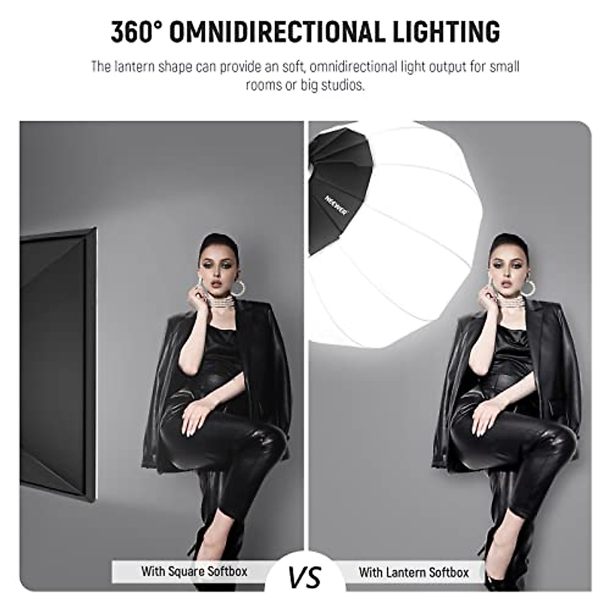 NEEWER Lantern Softbox Diffuser, 34"/85cm Omnidirectional Quick Release Soft Light Modifier with Skirt & Carrying Bag, Compatible with NEEWER CB100 CB150 CB60 RGB and Other Bowens Mount Lights