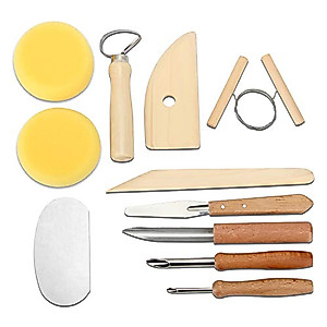 Blisstime Set of 42 Clay Sculpting Tool Wooden Handle Pottery Carving Tool Kit
