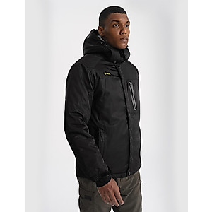 GEMYSE Men's Mountain Waterproof Ski Snow Jacket Winter Windproof Rain Jacket (Black,X-Large)
