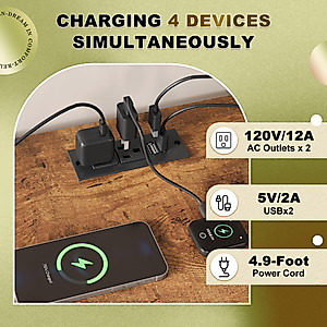 NASHZEN Nightstand 4 Drawer Dresser with Charging Station, Side Table with Fabric Drawers, End Table with Open Shelf, Bedside Table, Tall Dresser for Bedroom, Hallway, Entryway