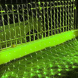 Dazzle Bright St. Patrick's Day 360 LED Net Lights, 12FT x 5 FT Connectable Waterproof String Lights with 8 Modes, Christmas Decorations for Indoor Outdoor Xmas Party Yard Garden Bushes Decor (Green)
