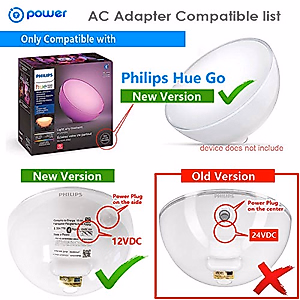 T-Power AC Adapter for 12V~ Phillips Hue Go Smart Lighting 7602031 & Lumea Precision PL Hair Removal Device System SC2001,01 SC2002 IPL SC2003,00 IPL SC2004 IPL SC2006 ONLY Power Supply Cord