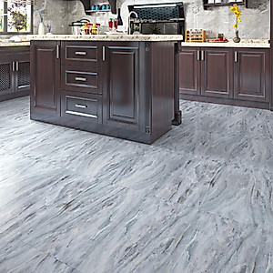 Livelynine 12-Pack 24X12" Blue Marble Vinyl Flooring Peel and Stick Floor Tile Stickers Waterproof Bathroom Floor Tiles Self Adhesive Peel and Stick Flooring Kitchen Renter Friendly Tiles for Floor