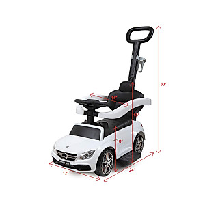 TOBBI Push Cars for Toddlers 3 in 1 Mercedes Benz Kid Ride on Toy Stroller Sliding Walking Car with Handle, Safety Bar, Cup Holder, Horn, Music, Under Seat Storage for Boys & Girls, White