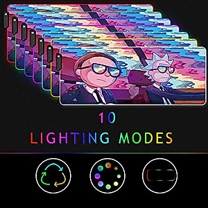 Bimormat RGB Mouse Pad LED Light Gaming Mouse Pad with Rubber Base Colorful Computer Carpet Desk Mat for PC Laptop (35.4 * 15.7 inch) (9040rkmomo)