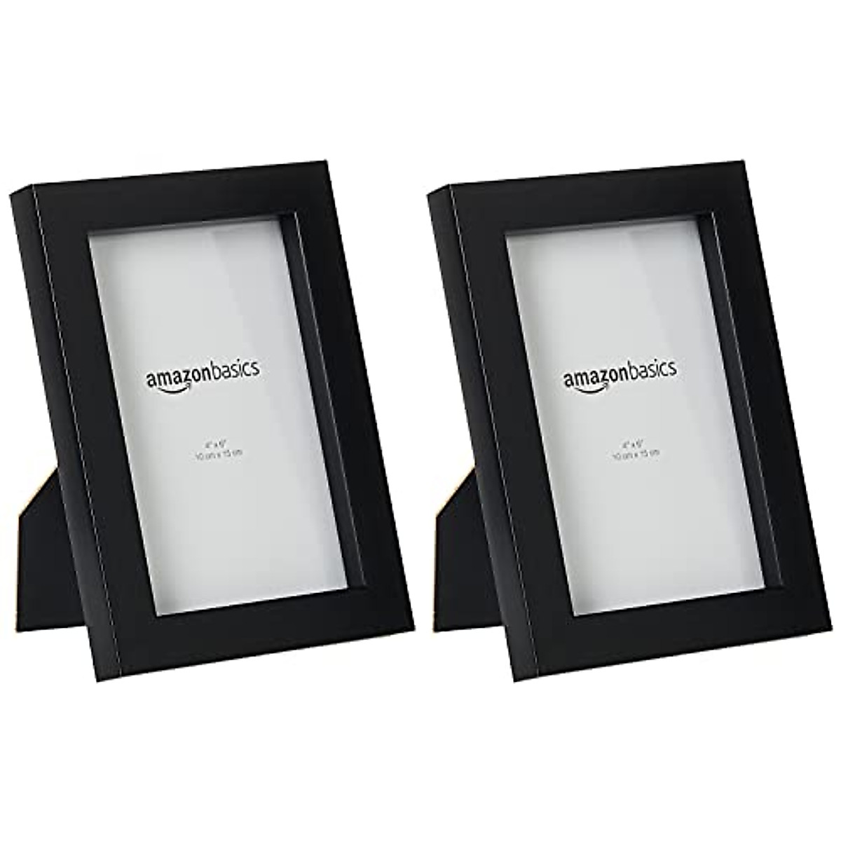 Amazon Basics Photo Picture Frame - 5" x 7", Black - Pack of 2 & Photo Picture Frame - 4" x 6", Black - Pack of 2