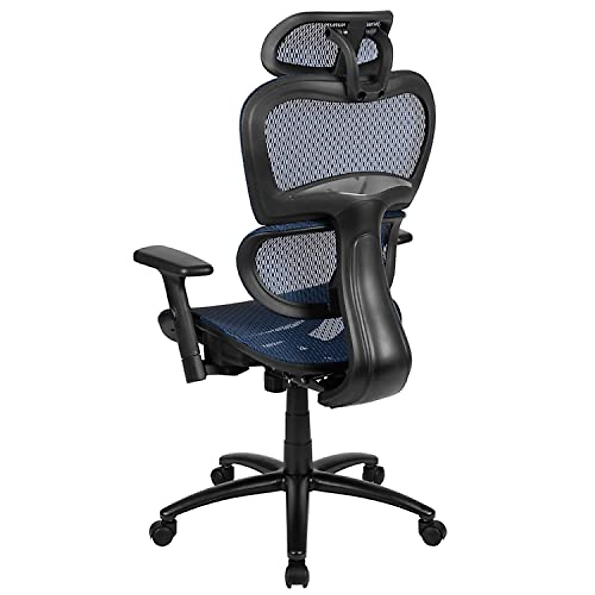 Flash Furniture LO Ergonomic Mesh Office Chair with 2-to-1 Synchro-Tilt, Adjustable Headrest, Lumbar Support, and Adjustable Pivot Arms in Blue
