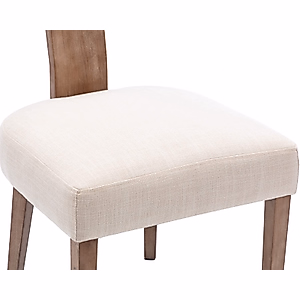 CIMOTA Upholstered Dining Chairs, Kitchen and Dining Room Chairs, Mid Century Modern Linen Farmhouse Armless Side Chair with Wood Frame and Curved Backrest (Set of 4, Linen-Beige)